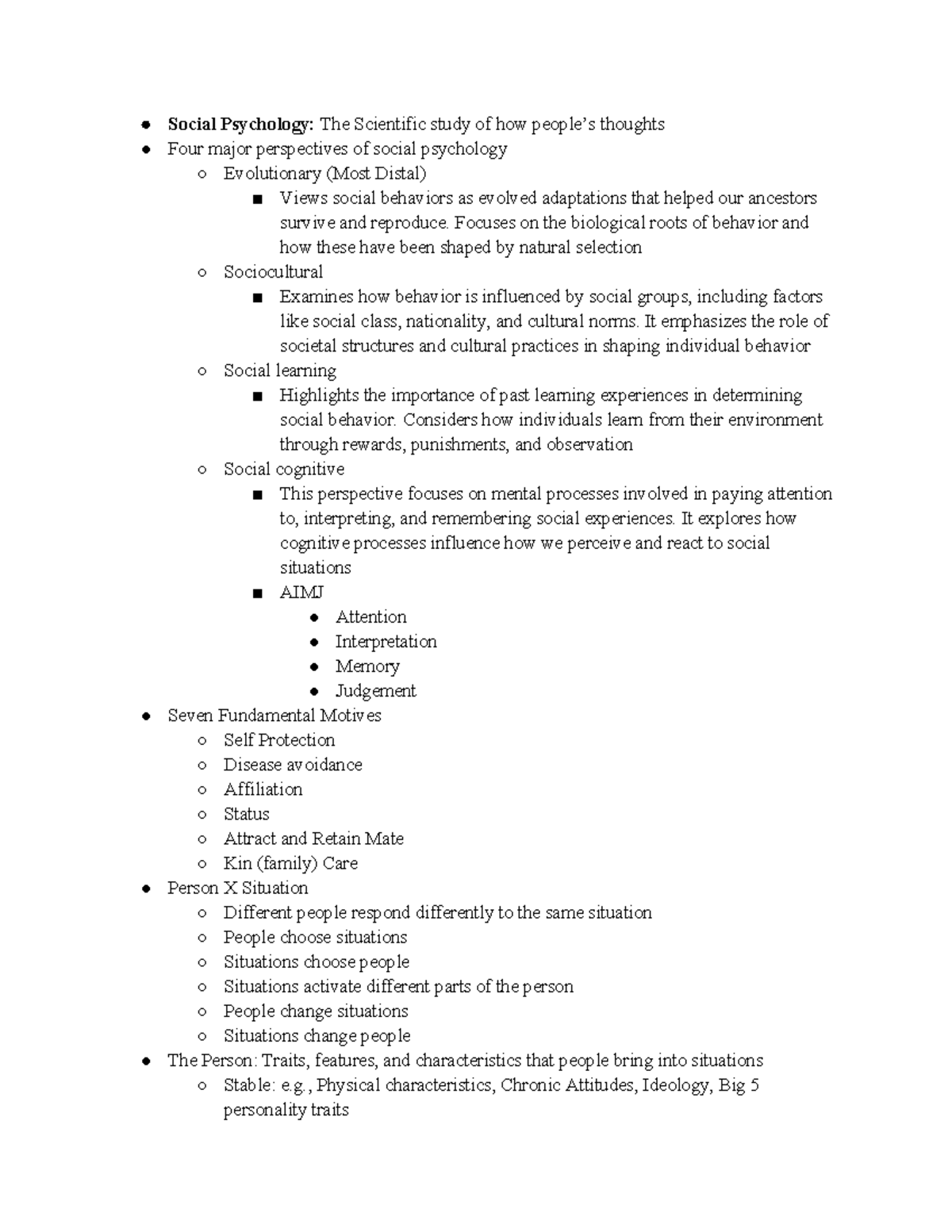 Exam Review #1 SOC350: Key Concepts in Social Psychology - Studocu