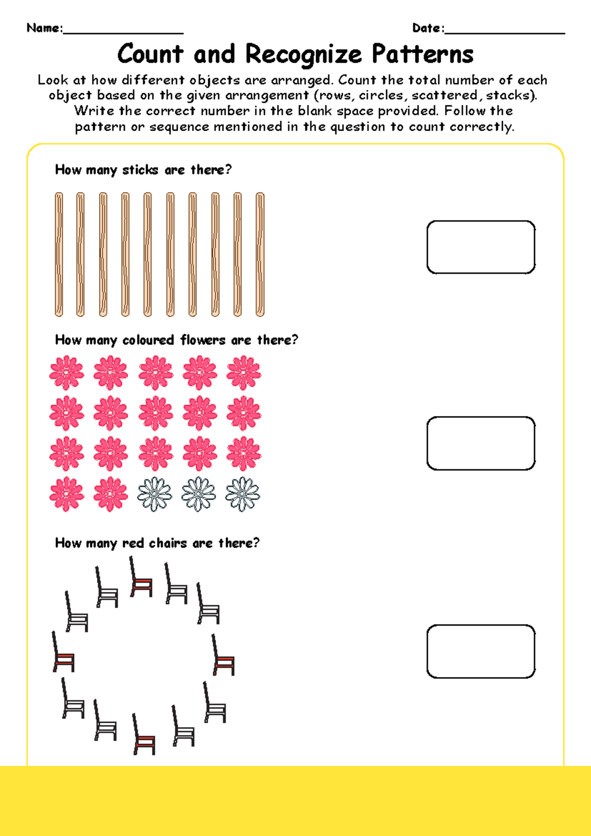 Count and Recognize Patterns - Kindergarten Worksheet - Look at how ...