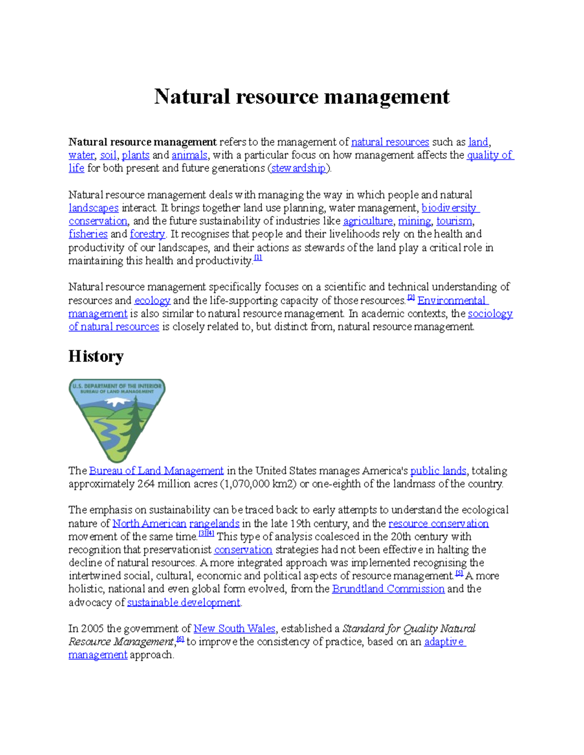 Natural resource management - Natural resource management Natural ...