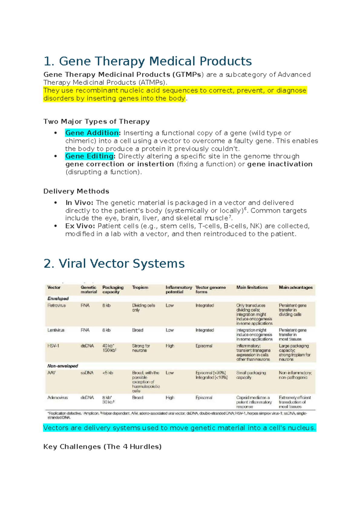1. GTMP Gene Therapy Overview: Key Concepts and Delivery Methods - Studocu
