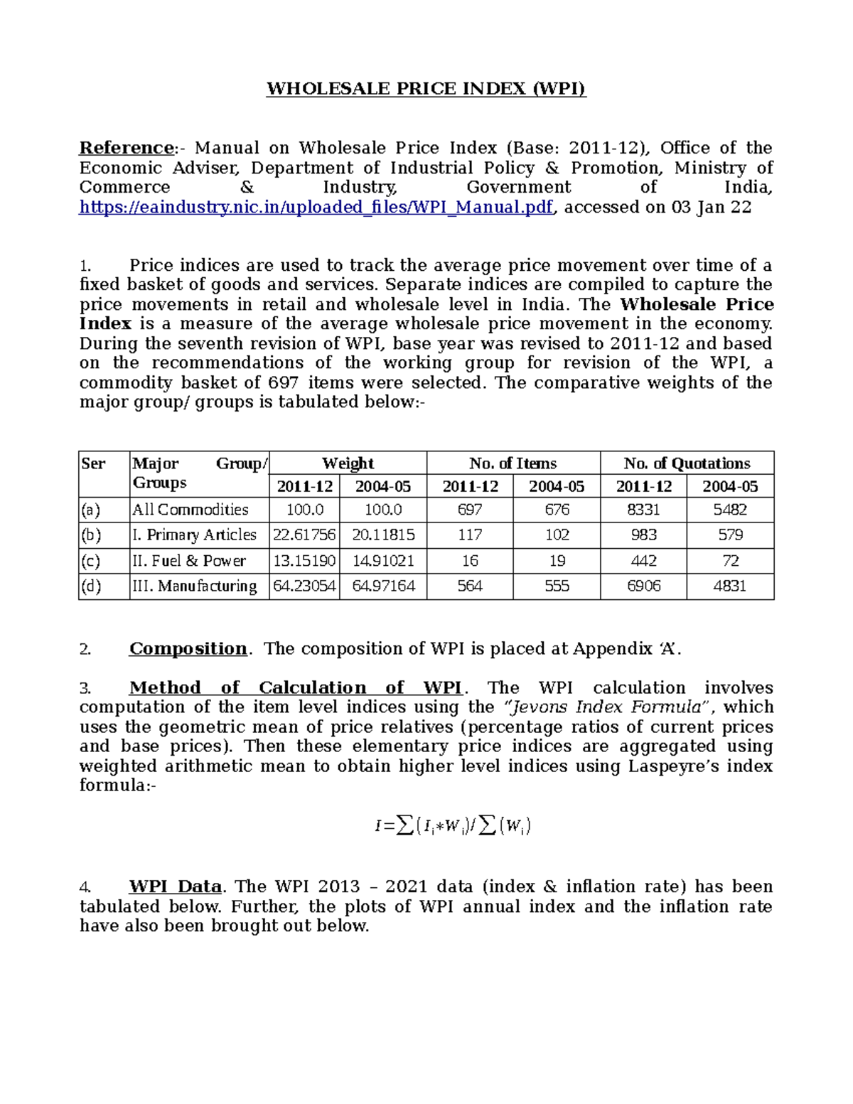 WPI CPI Analysis - Economics Assignment Overview - Studocu