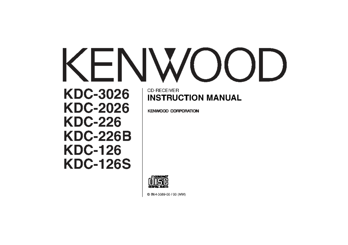 Kenwood KDC Instruction Manual: Features & Installation Guide - Studocu