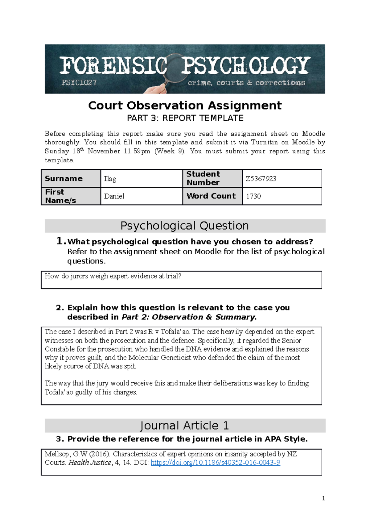 Court Observation Report (Part 3) - Evaluating Jurors & Expert Evidence ...