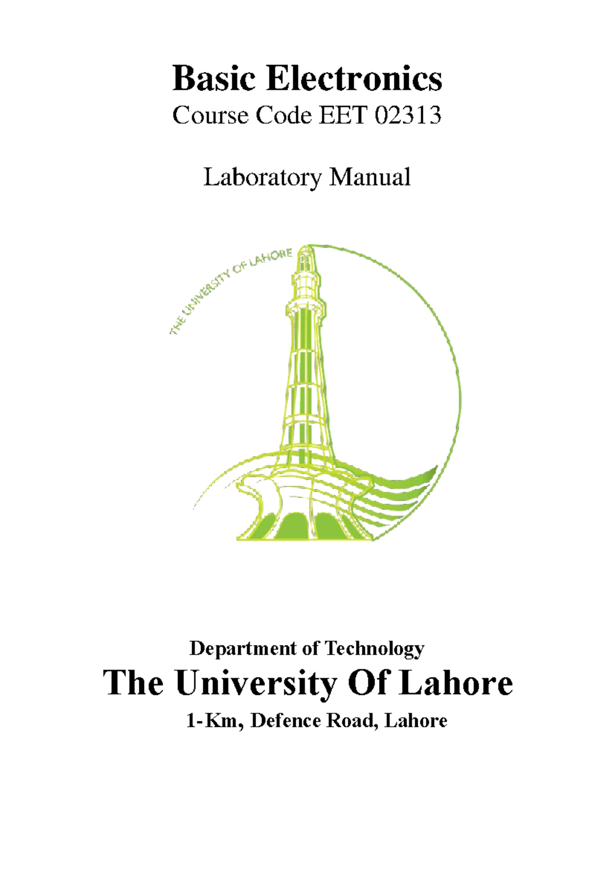 Basic Electronics EET 02313 - Laboratory Manual & Procedures - Studocu