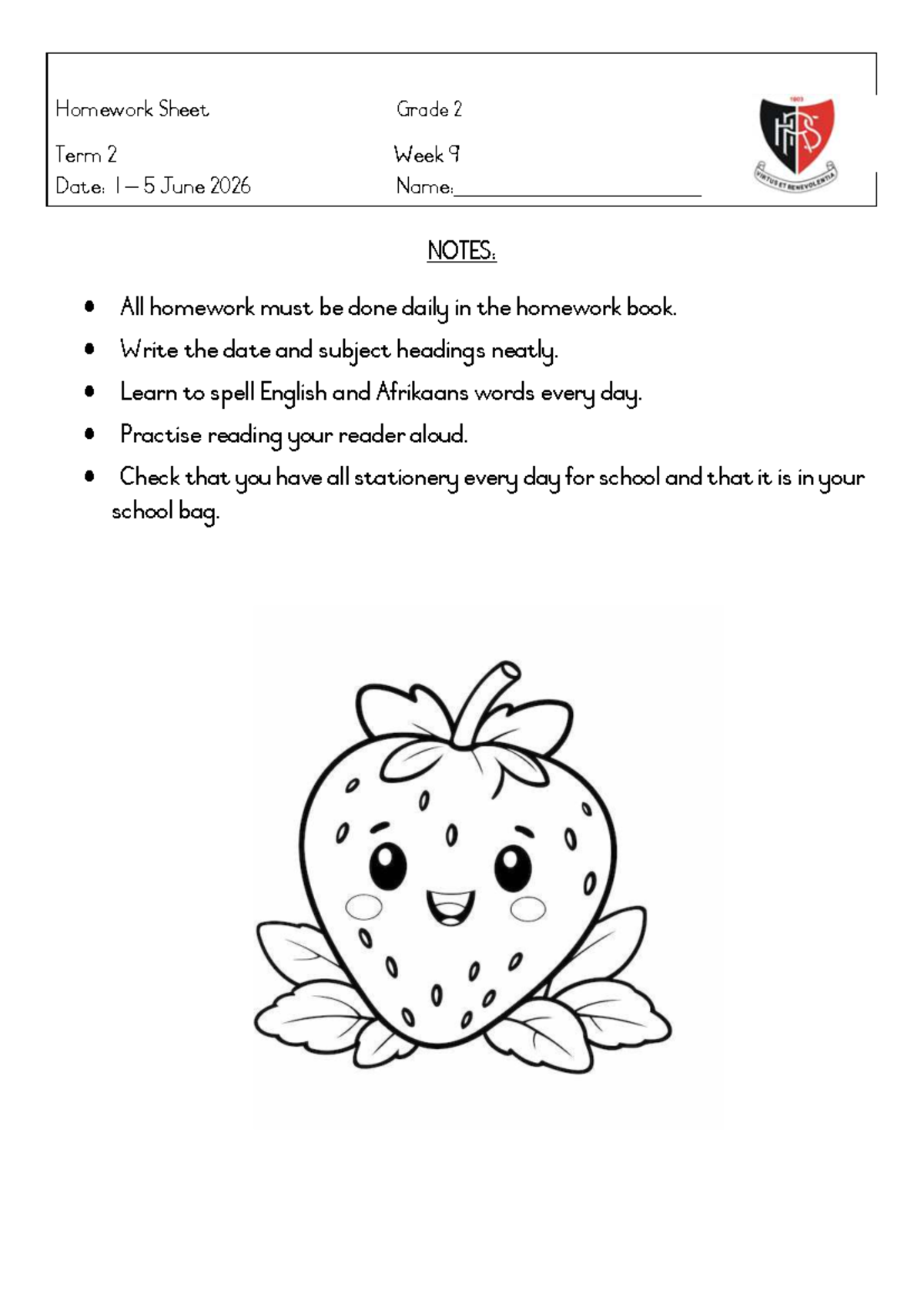 Grade 2 Homework Sheet Term 2 - Week 9 Activities - Studocu