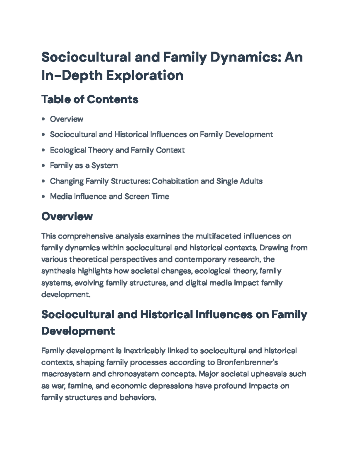 Sociocultural Impact on Family Dynamics: A Comprehensive Study Analysis ...