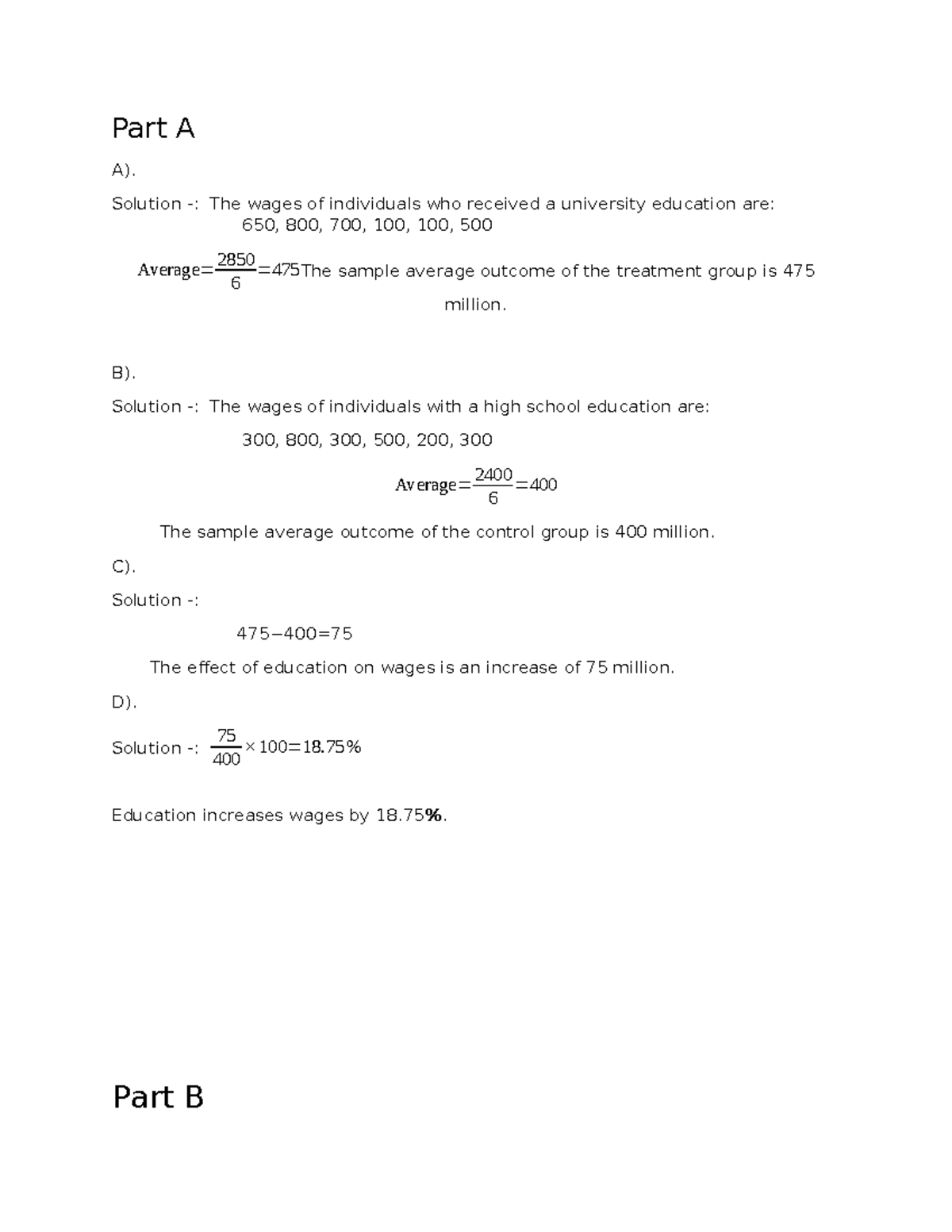 Econ 2040: Impact of Education on Wages - Question 1 Solutions - Studocu