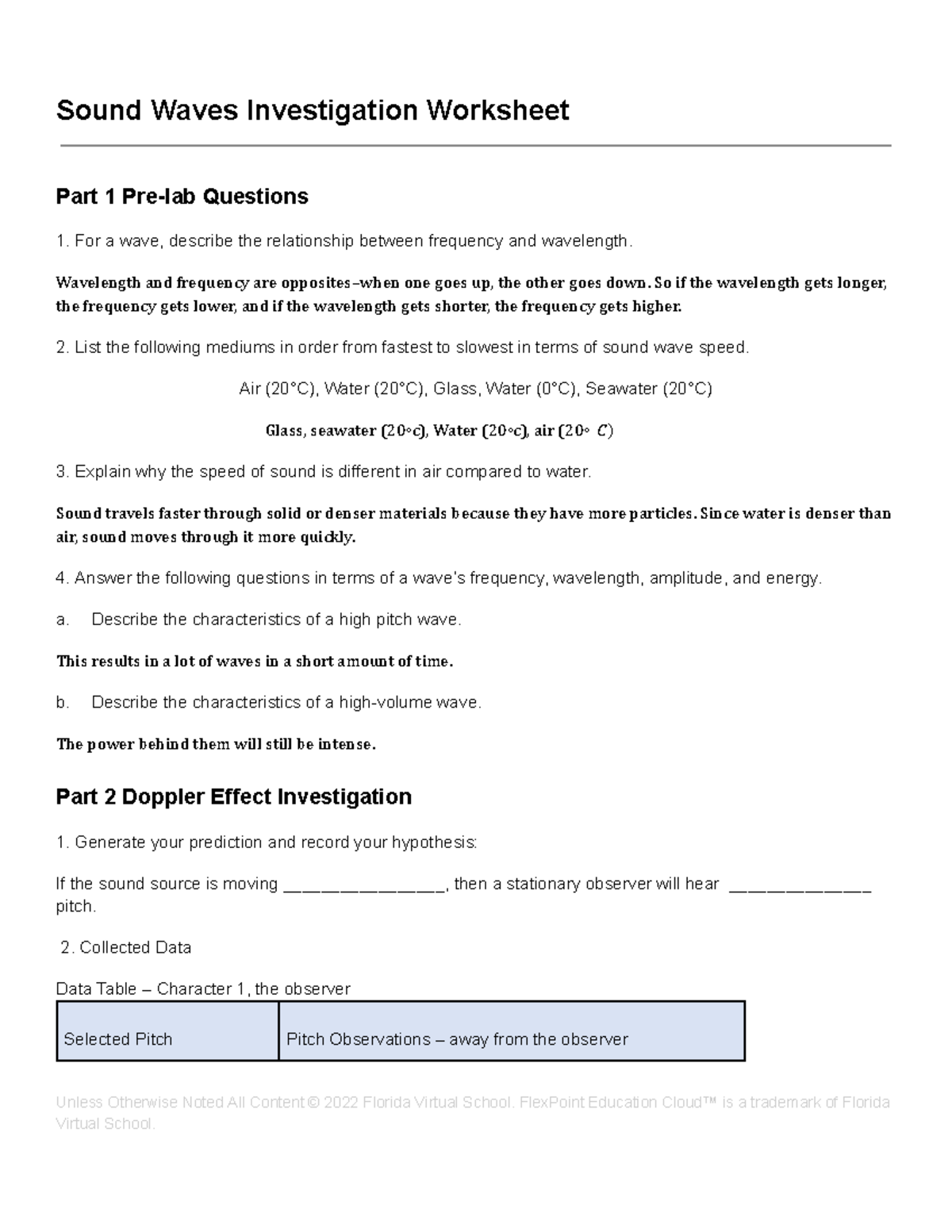3.02 - Sound Waves Investigation: Frequency, Wavelength & Doppler ...