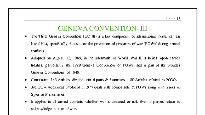 Geneva Conventions III & IV: Comprehensive Overview of POW Protections ...
