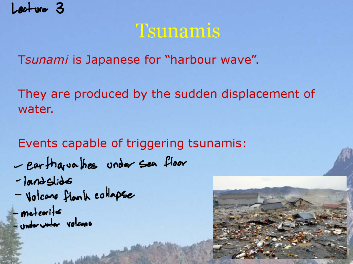Geo 2152 - Lecture 3: Understanding Tsunamis and Their Impact - Studocu