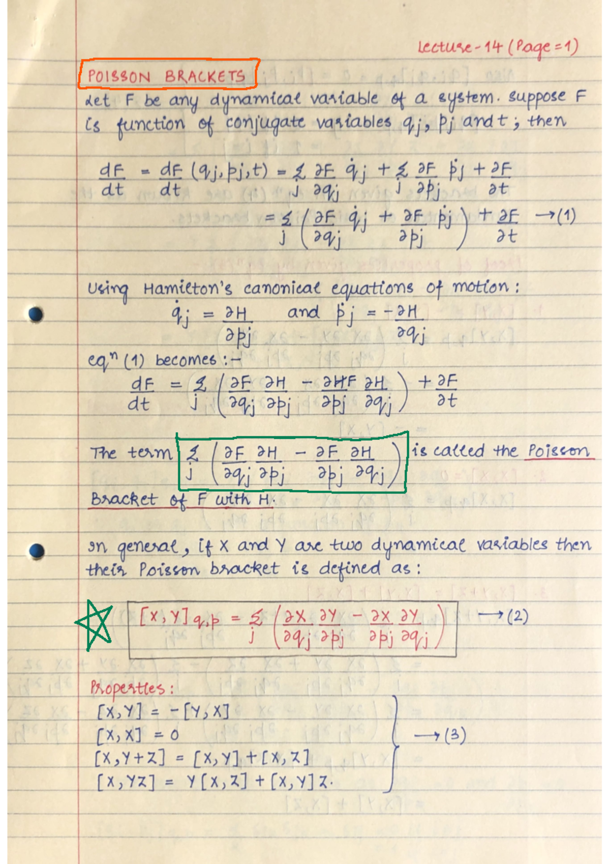 Lecture 14: Poisson Brackets in Classical and Quantum Mechanics - Studocu
