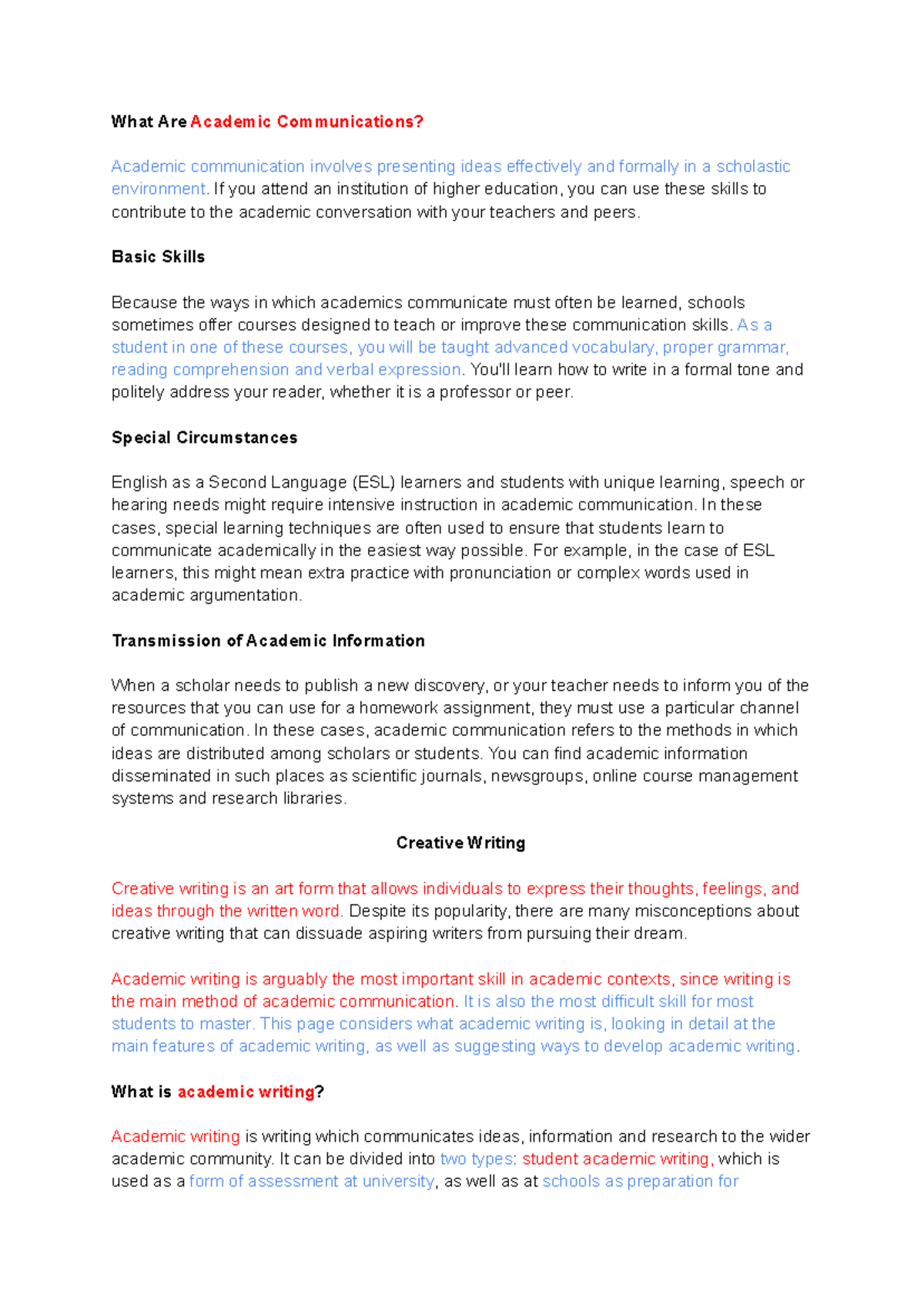 Academic Communications: A Comprehensive Overview for Students - Studocu