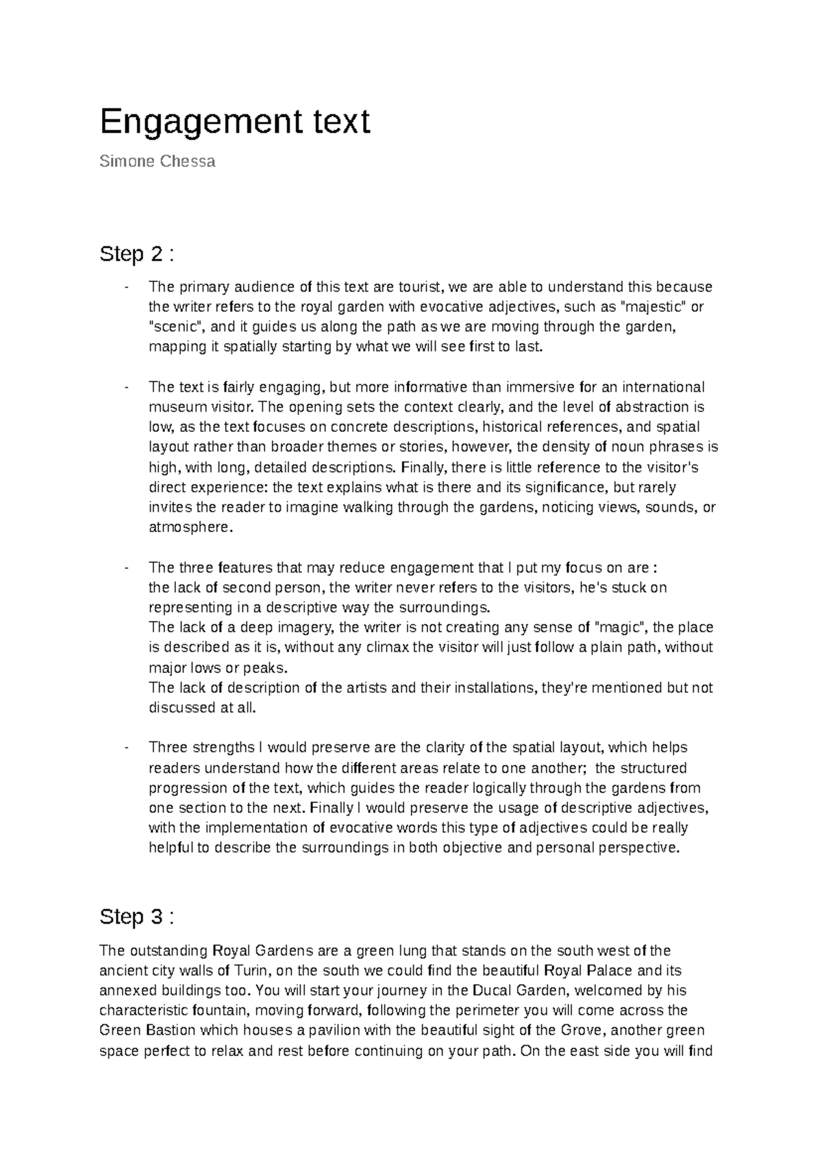 Engaging Text Analysis: Royal Gardens - Inglese 2 - Studocu