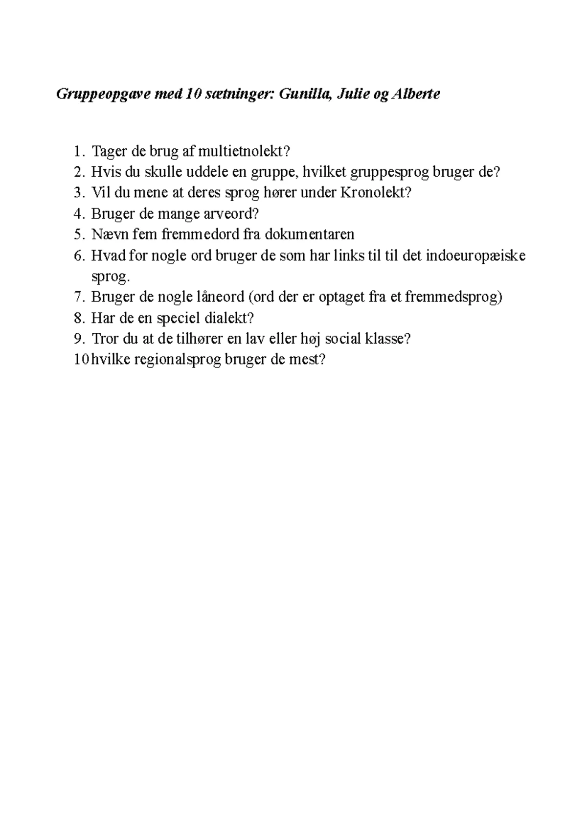 Oversigt over ordklasserne (Danish Language Class - Dansk Sprog) - Studocu