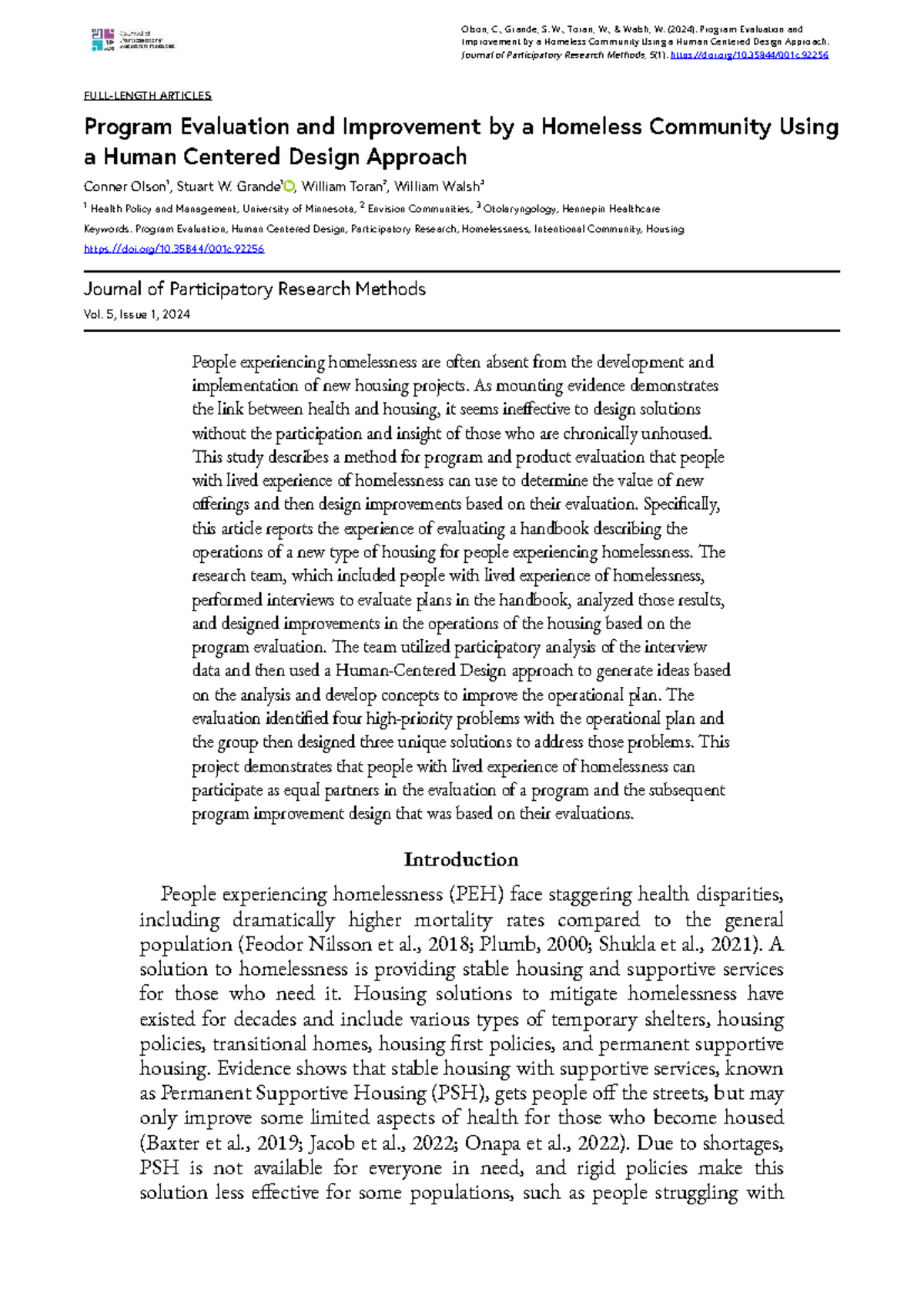 Program Evaluation & Improvement: A HCD Approach for Homelessness - Studocu