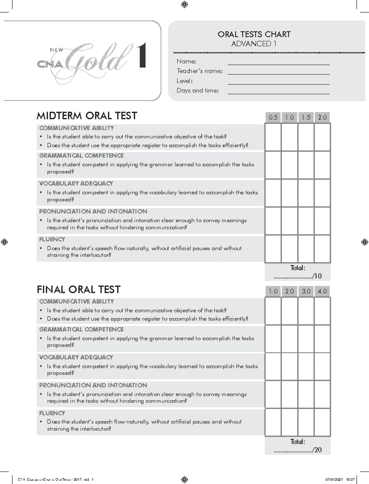Master in English 1 - Midterm Written Test Type A - Answer Key - Studocu