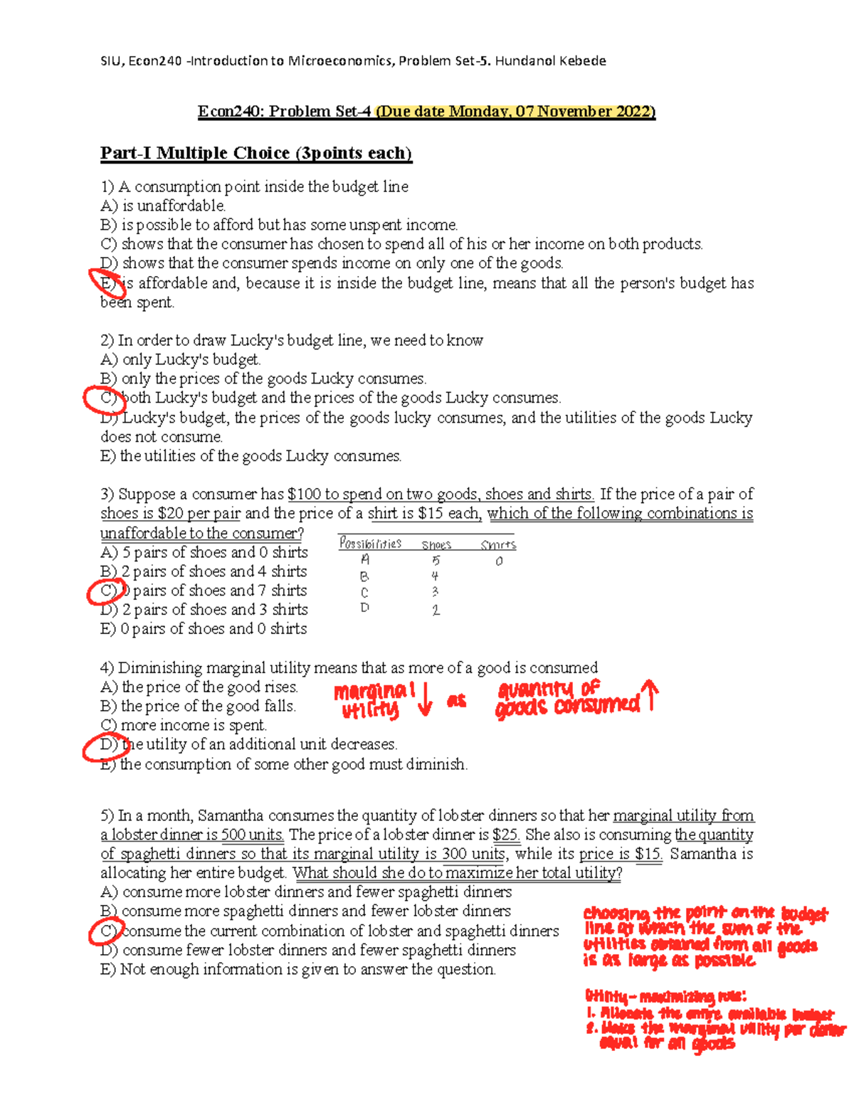 Problem Set 4 - Fall 2022 - Econ240: Problem Set-4 (Due date Monday, 07 ...