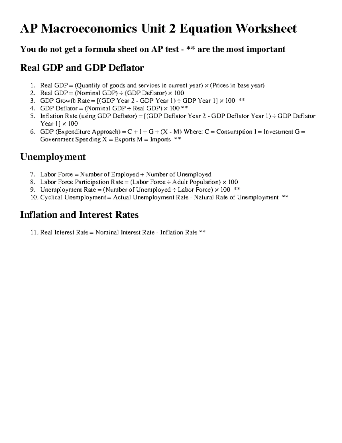AP Macroeconomics Practice Worksheet - Math & Graph Analysis - Studocu