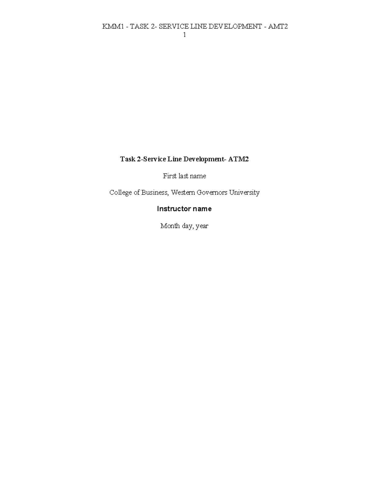 Task 2-Service Line Development studdoc - 1 Task 2-Service Line ...
