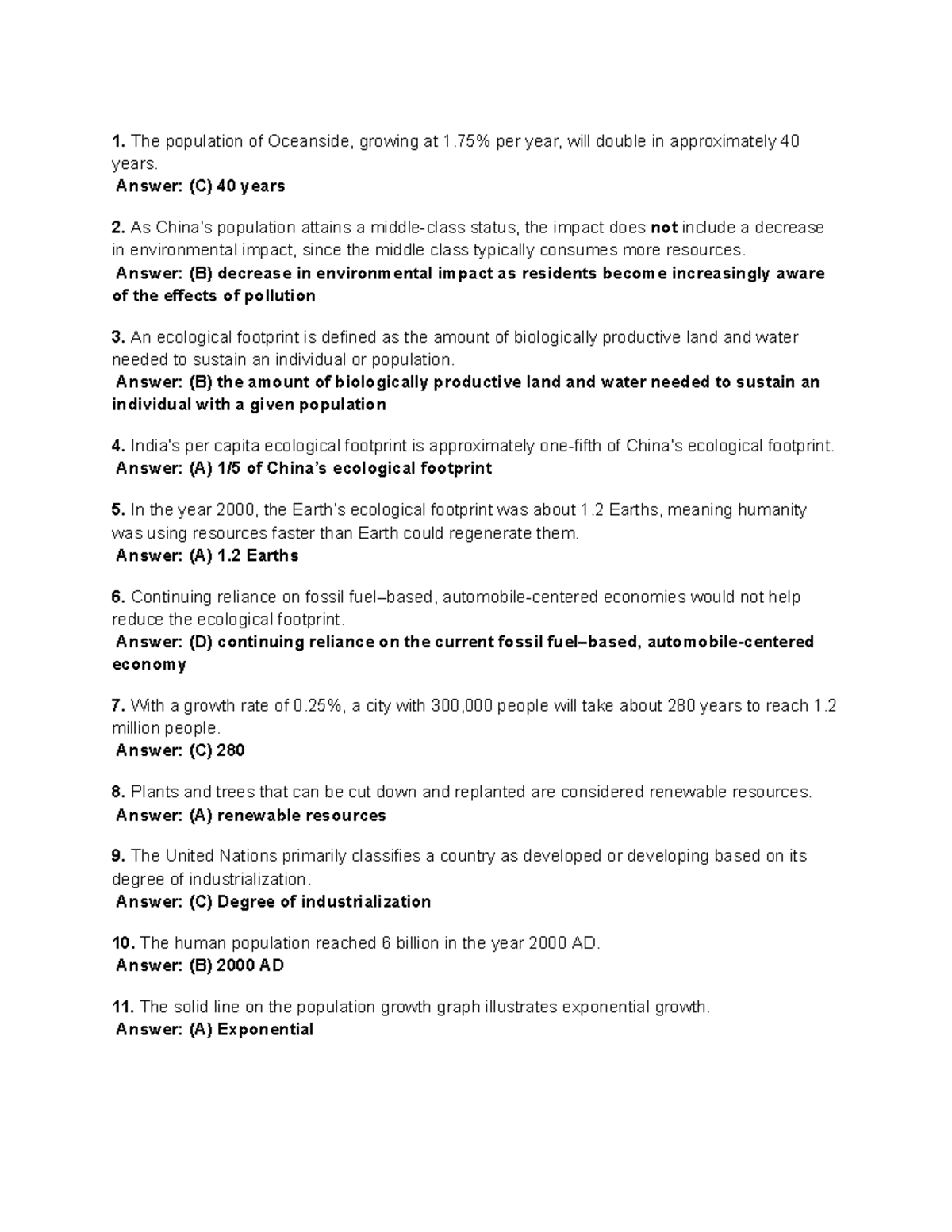 APES Review Questions on Population & Ecology (P28-30) - Studocu