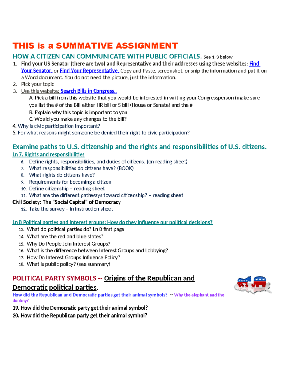 Citizen Participation Assignment: Engaging with Public Officials 2025 ...