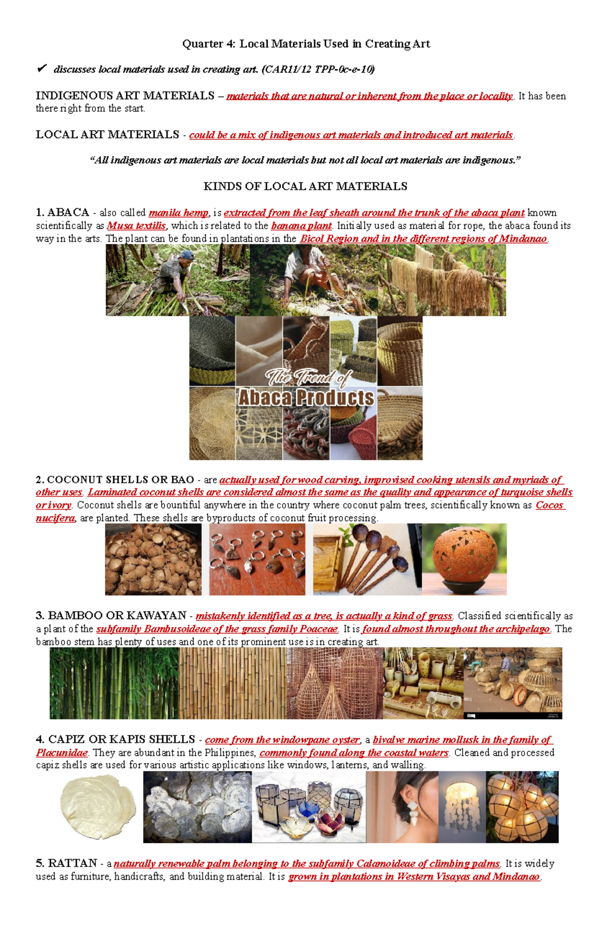 CPAR-Module 10 - Local Materials in Art Creation (CAR11/12 TPP-0c-e-10 ...