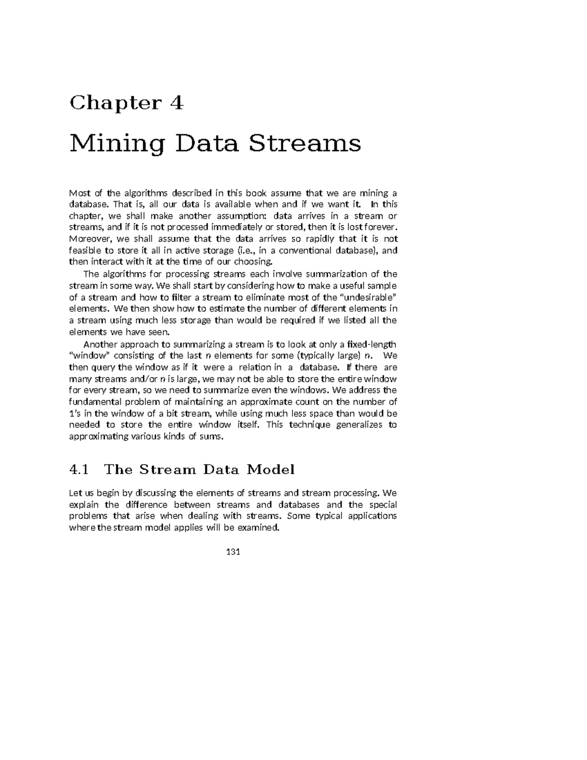 Chapter 4: Mining Data Streams - BIG DATA UNIT-II - Studocu