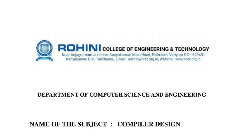 CS8602 - Compiler Design: Intermediate Code Generation & Semantic Analysis - Studocu