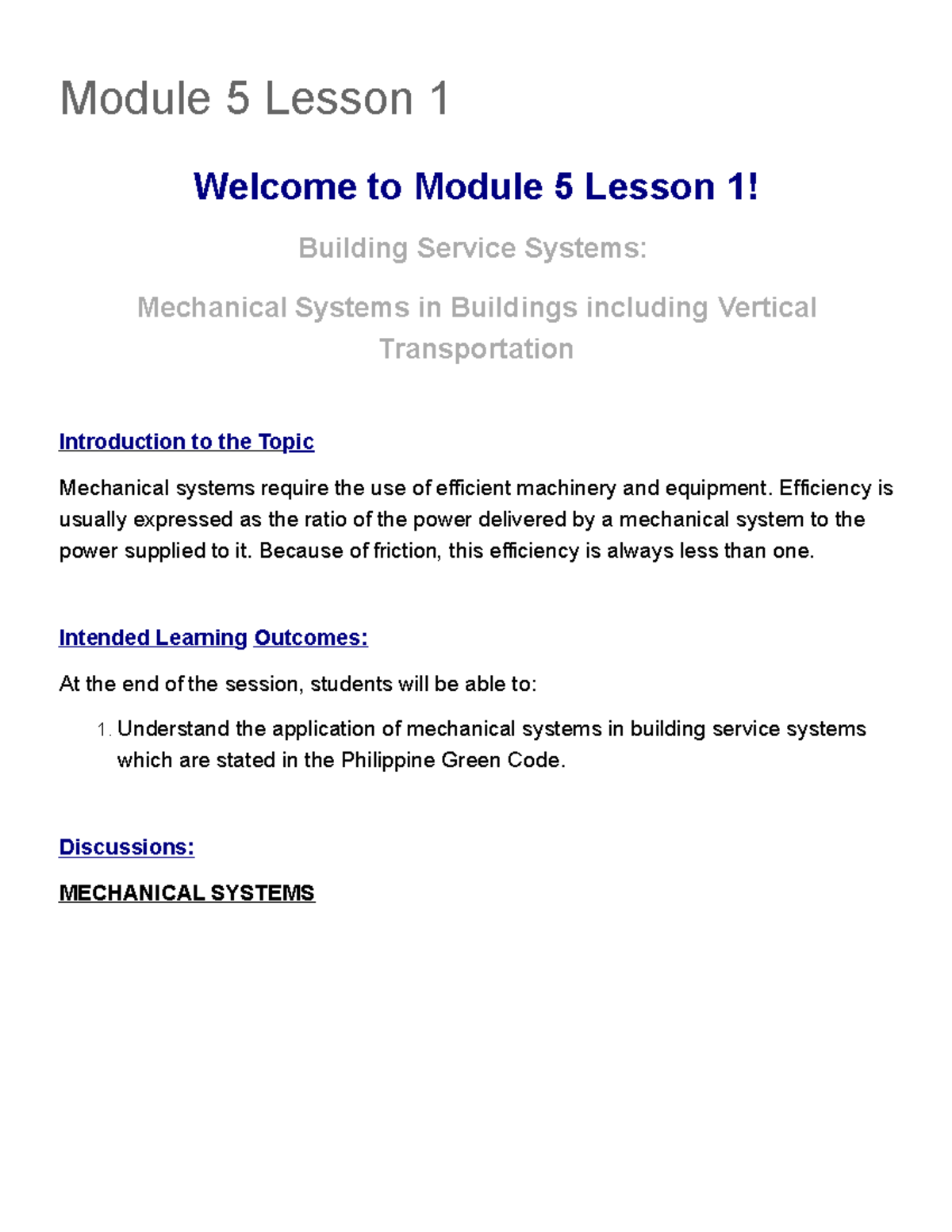 Module 5 Lesson 1 CE 104 - Building Systems Design-converted - Module 5 Lesson 1 Welcome to ...