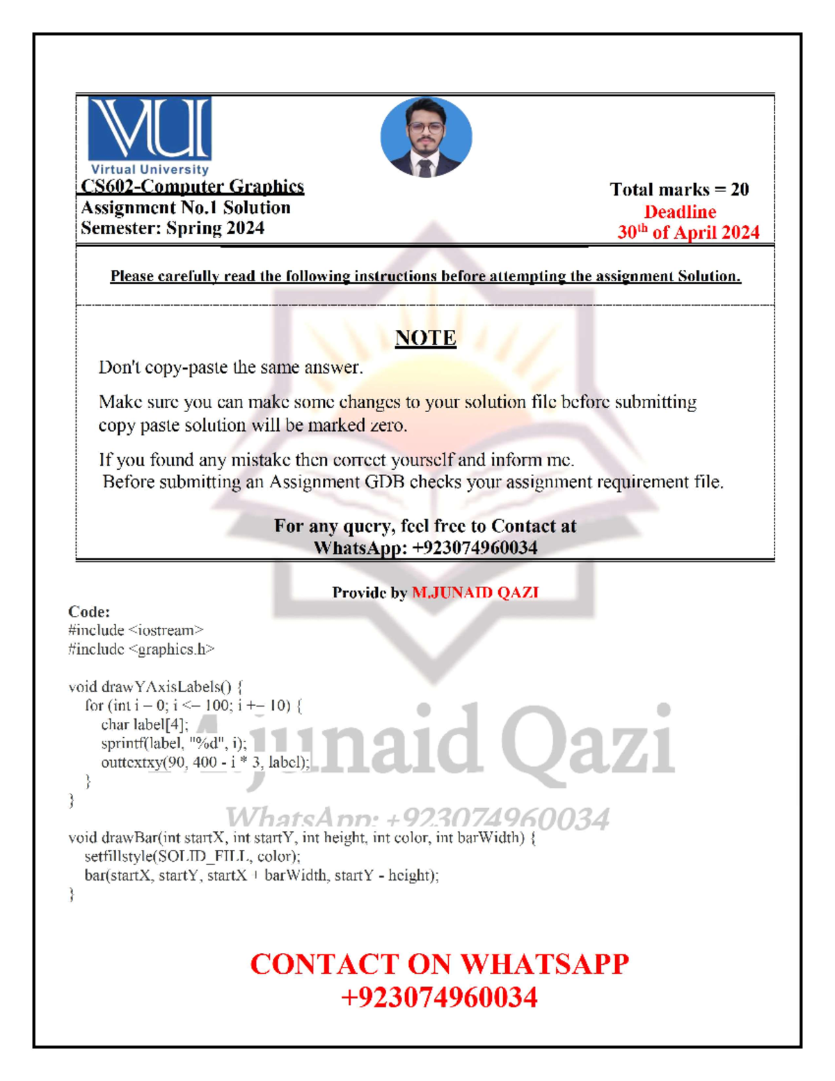 CS602 - Spring 2024 Assignment 1 Solutions by M. Junaid Qazi - Studocu