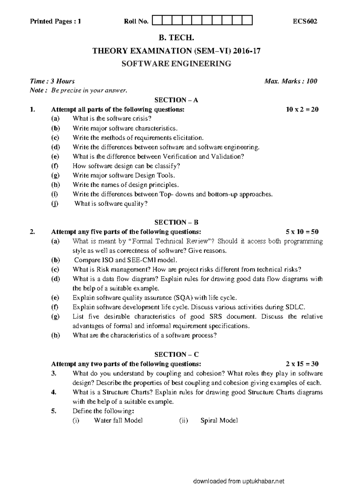 ECS602 B. TECH. Final Exam Notes on Software Engineering - Studocu
