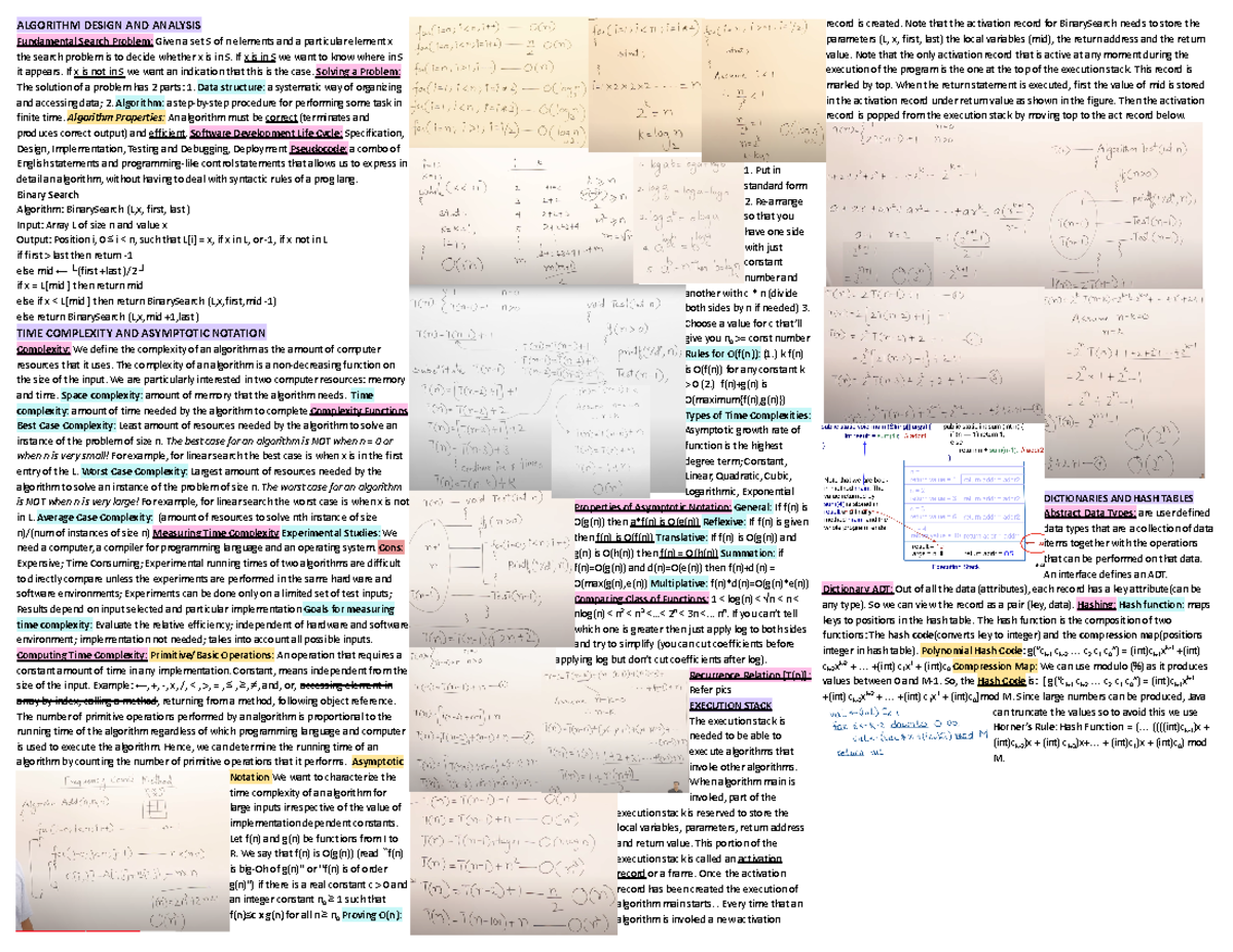 CS2210 Midterm Study Guide: Algorithm Design and Complexity - Studocu