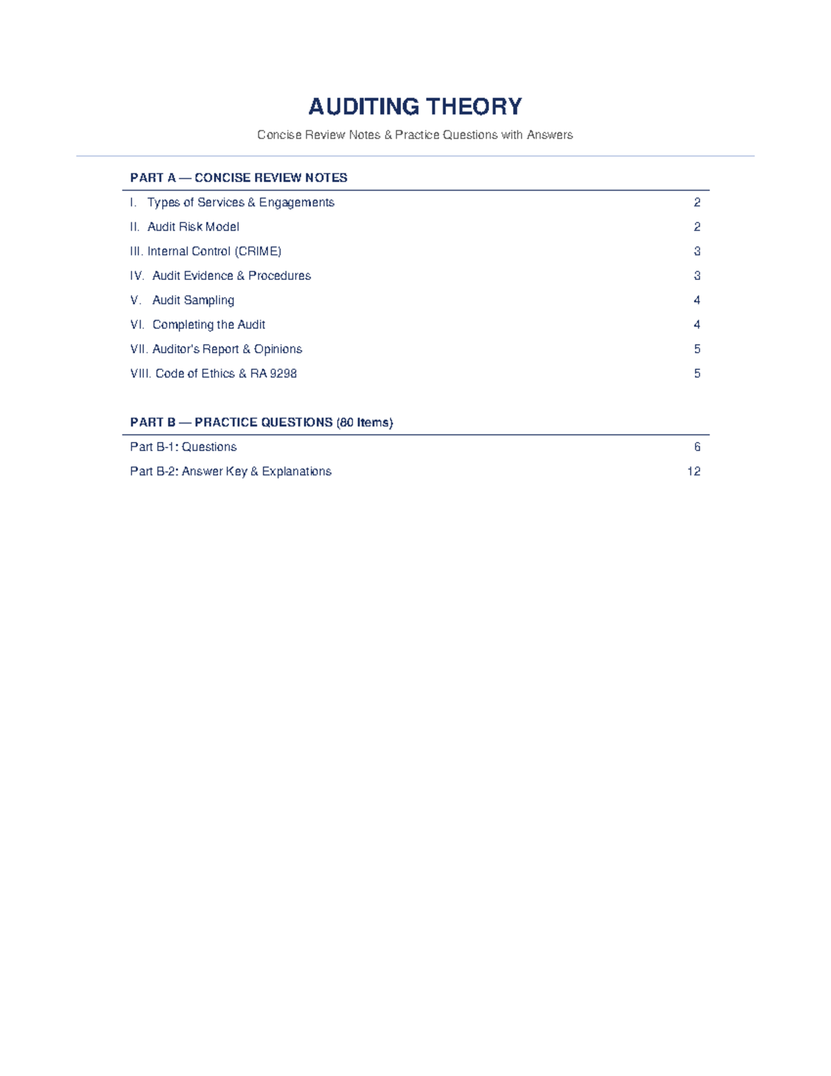 AUDITING THEORY RA 9298: Concise Review Notes & Practice Questions ...