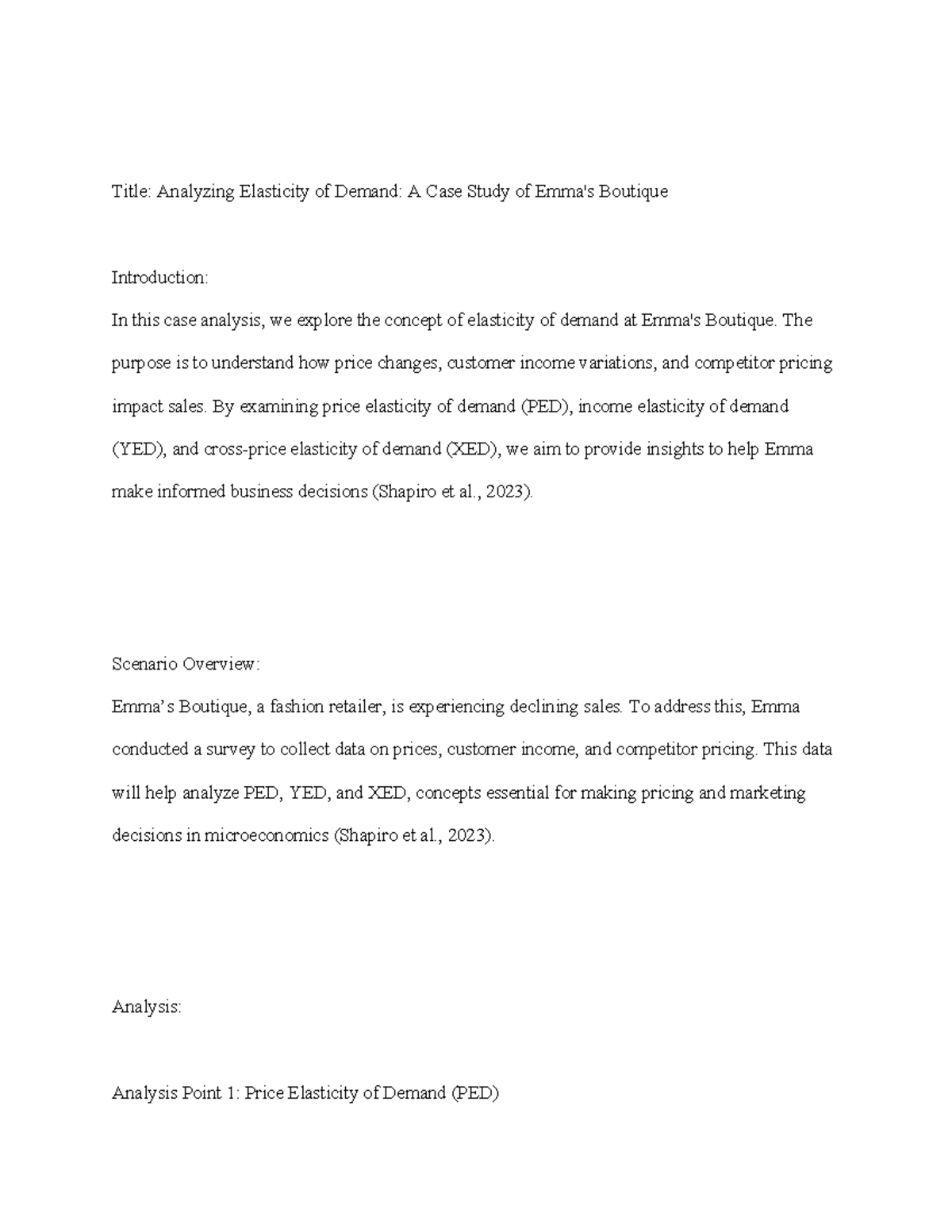 Case Study on Demand Elasticity: Analysis of Emma's Boutique - Studeersnel