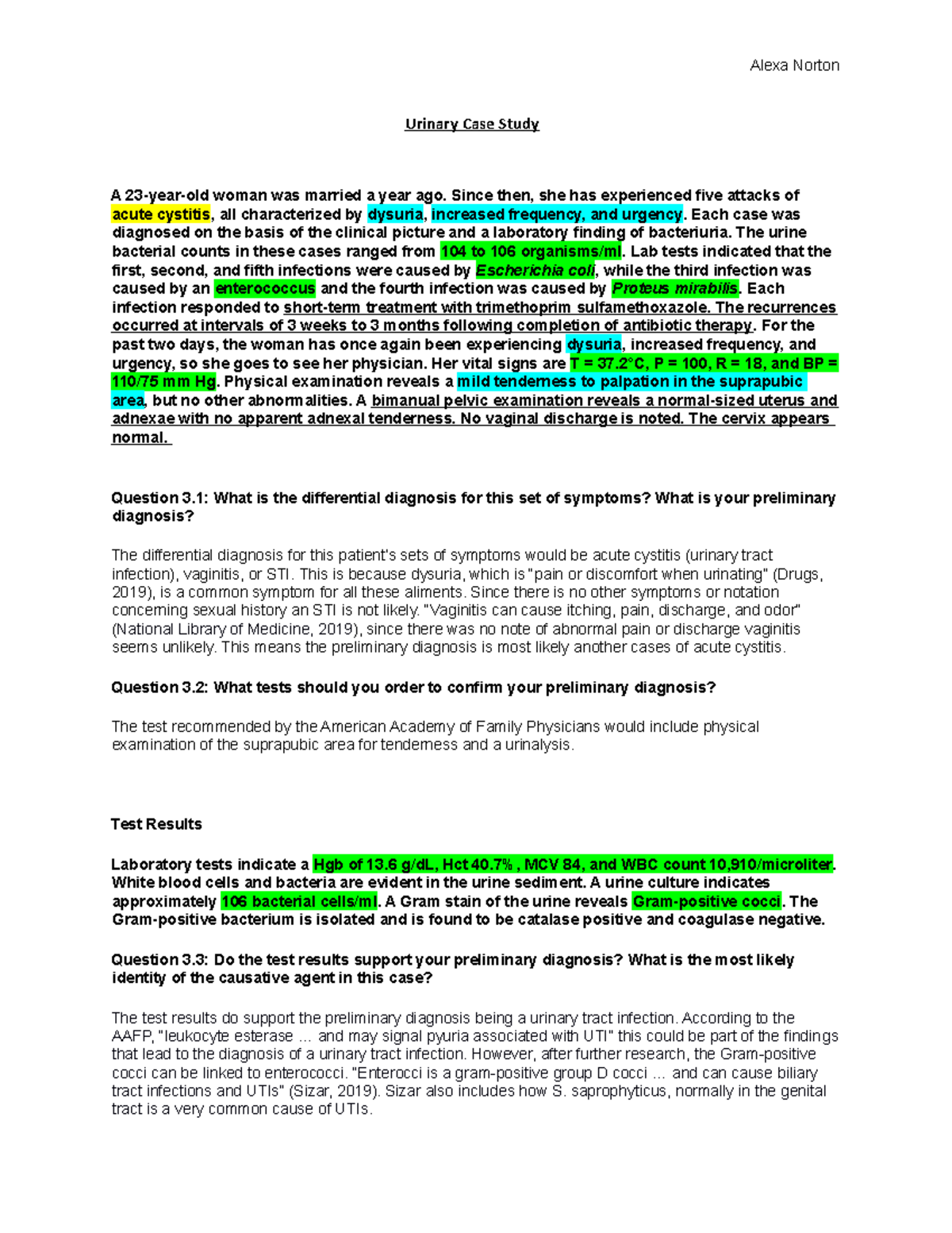 Urinary Case Study (Auto Recovered) - Alexa Norton Urinary Case Study A ...