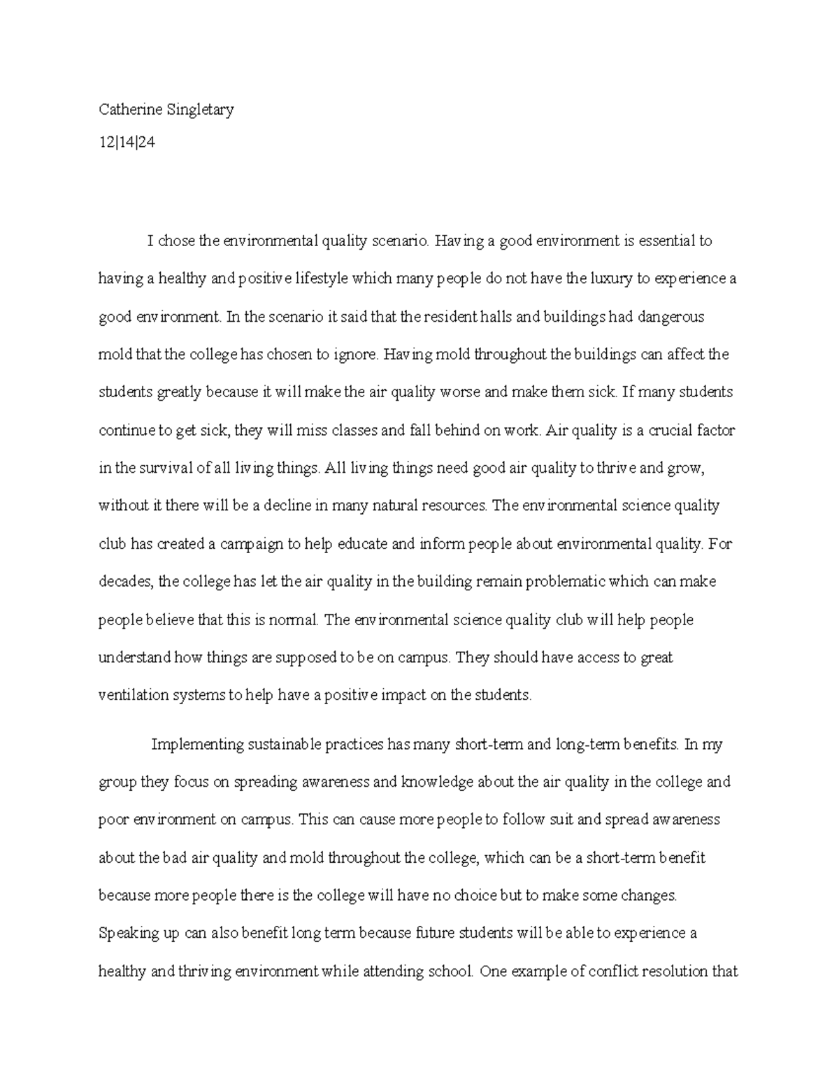 ENVS 101: Final Project on Environmental Quality and Sustainability ...