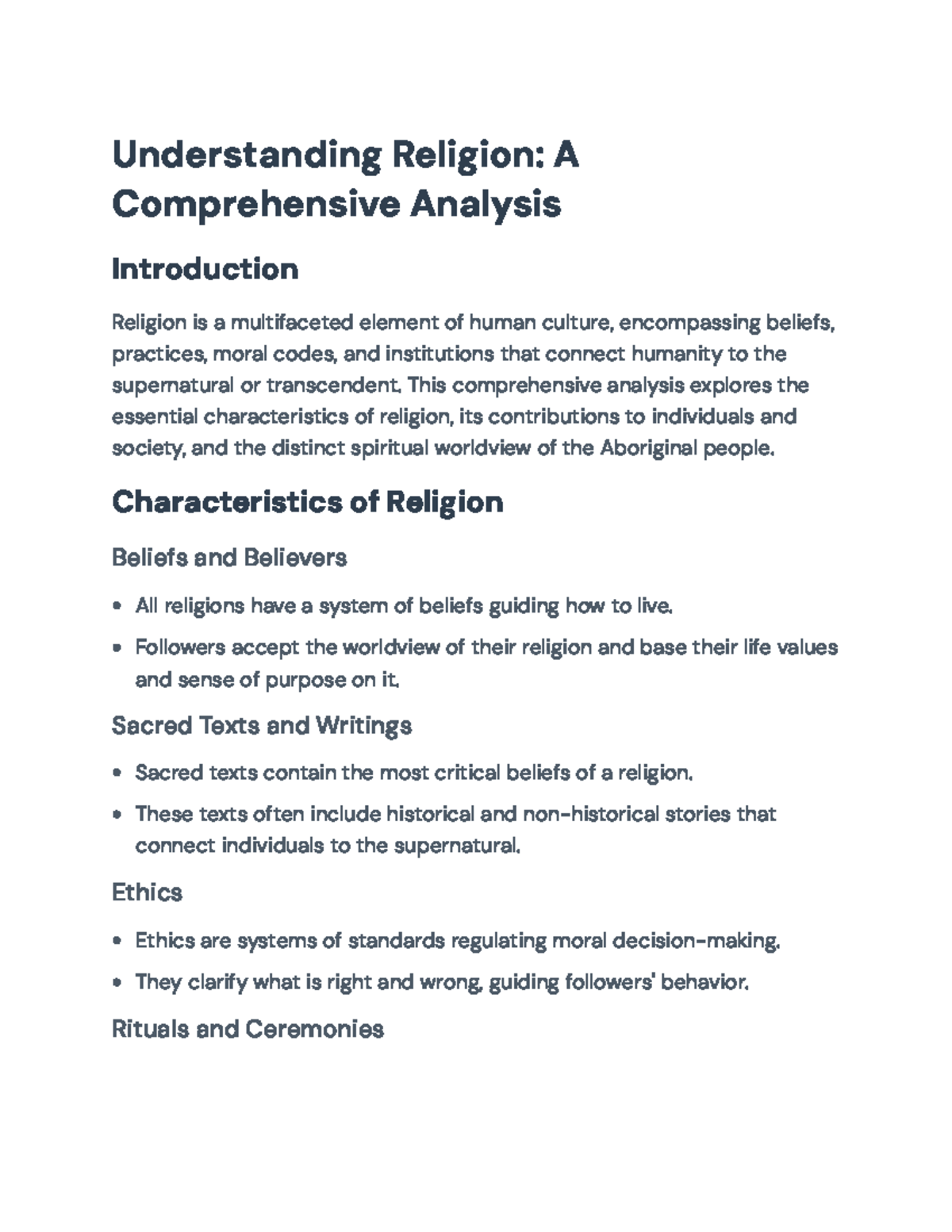 Understanding Religion: A Comprehensive Analysis of Beliefs and ...