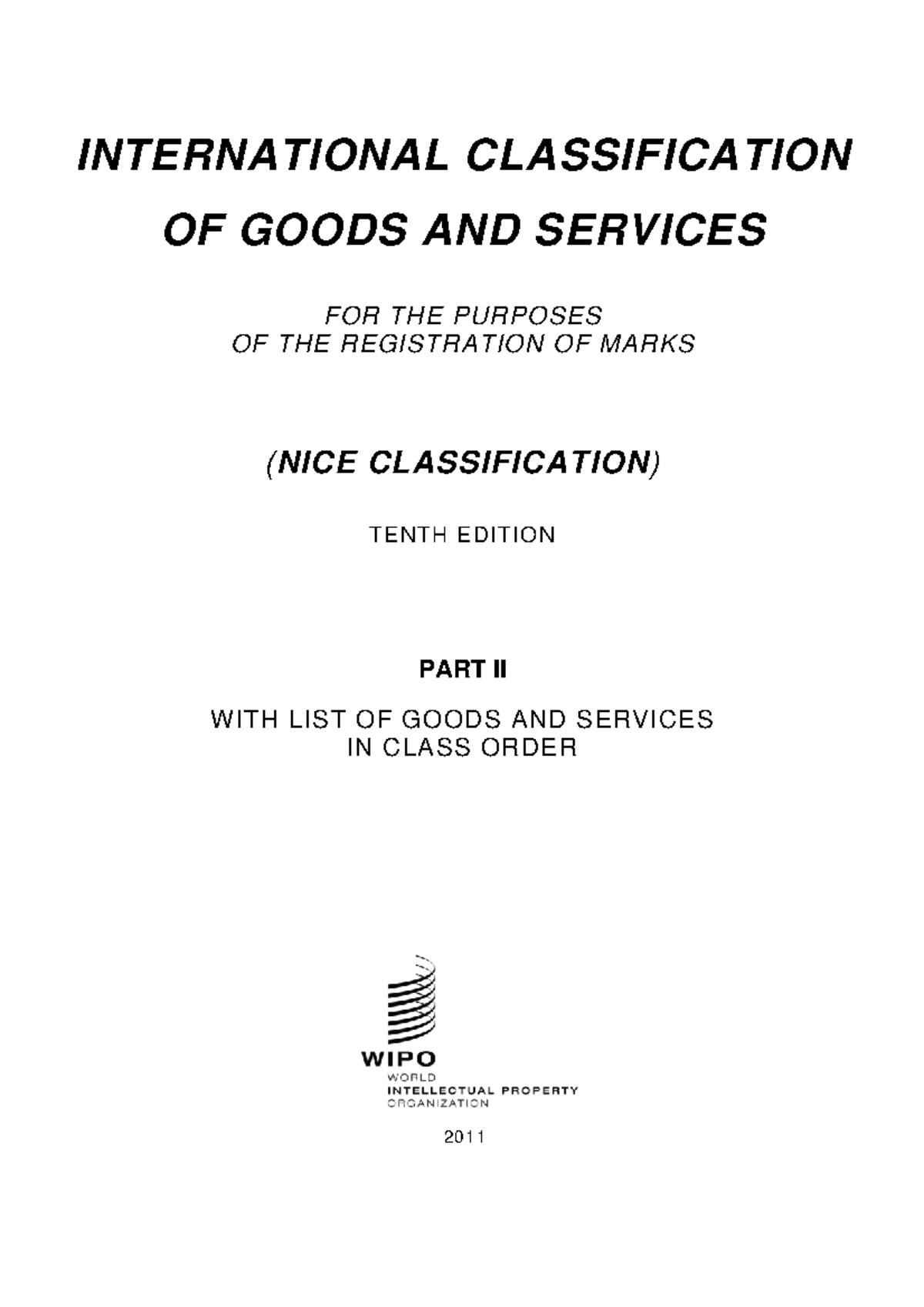 Nice Classification of Goods and Services: 10th Edition Overview - Studocu