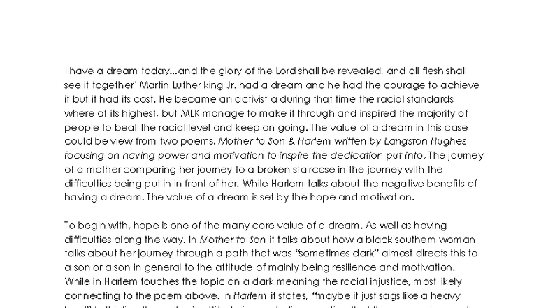 The Value of a Dream: Hope and Motivation in Langston Hughes' Poems ...