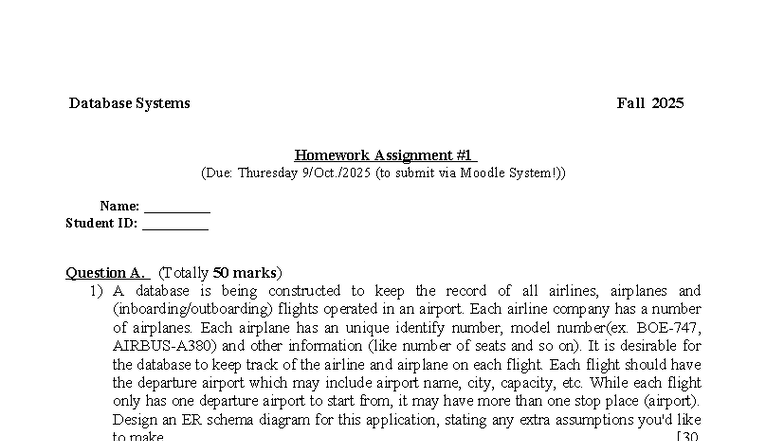 Database Systems (CS101) Fall 2025 Homework Assignment - Studocu