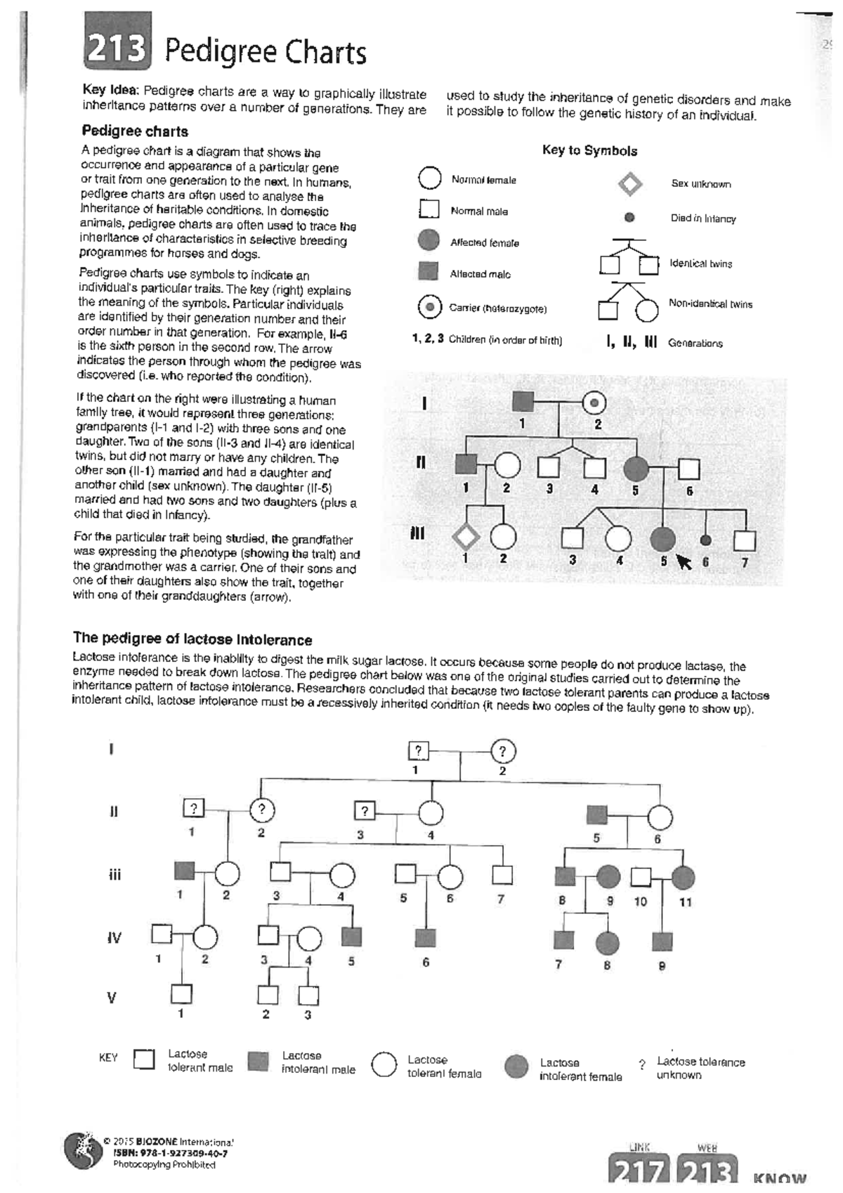 213 BIOZONE Pedigree Charts: Understanding Genetic Inheritance - Studocu