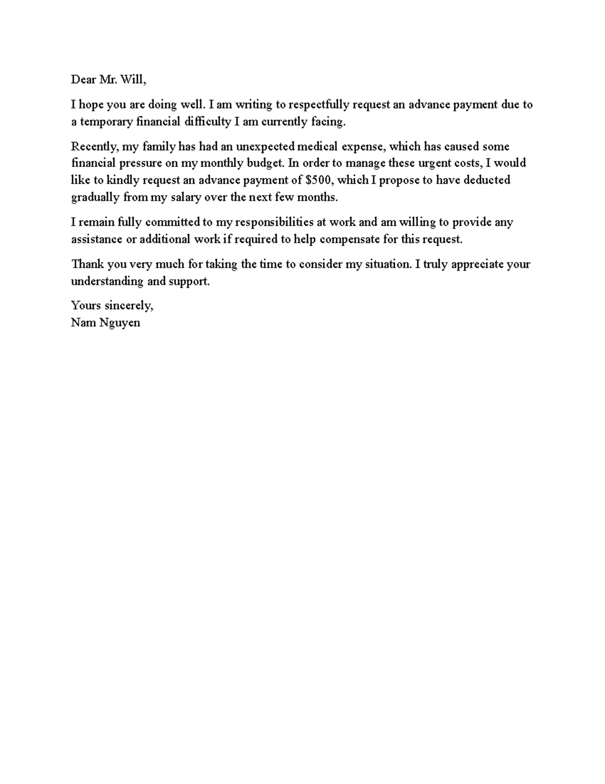 Request for Advance Payment - Writing U4 - Studocu