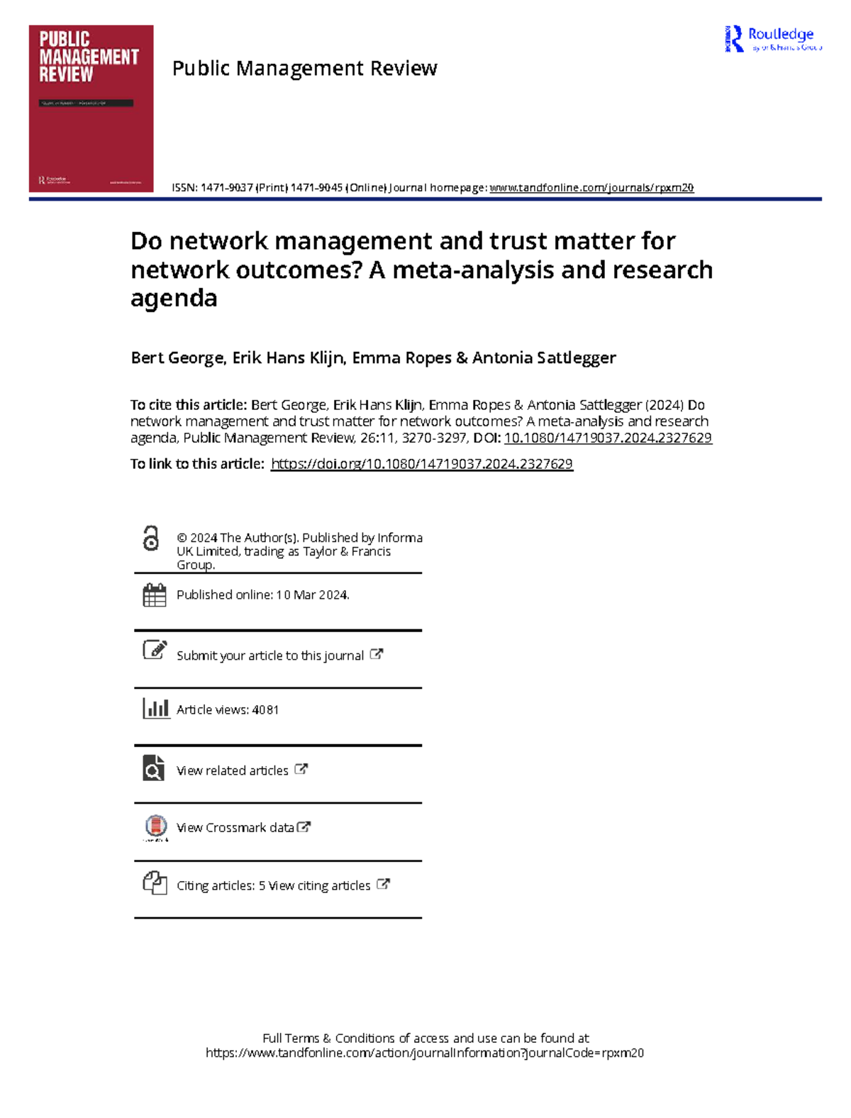 Do Network Management & Trust Impact Network Outcomes? A Meta-Analysis ...