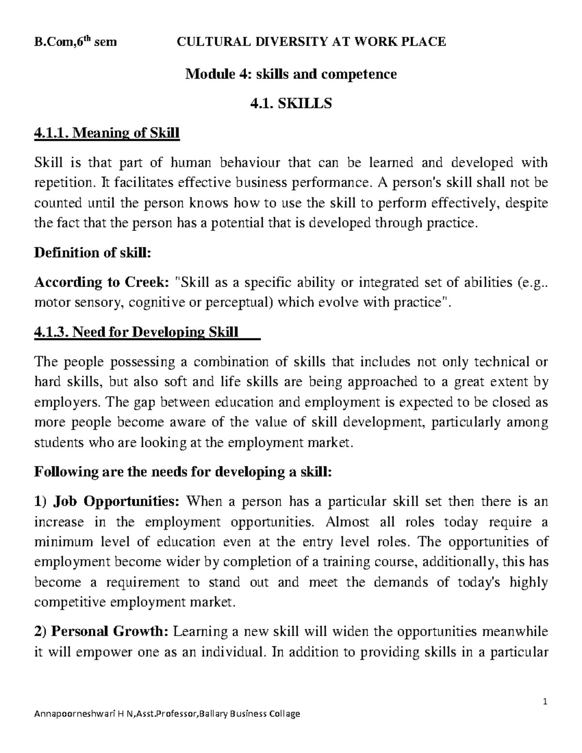B.Com 6th Sem: Cultural Diversity at Workplace - Module 4 Notes - Studocu