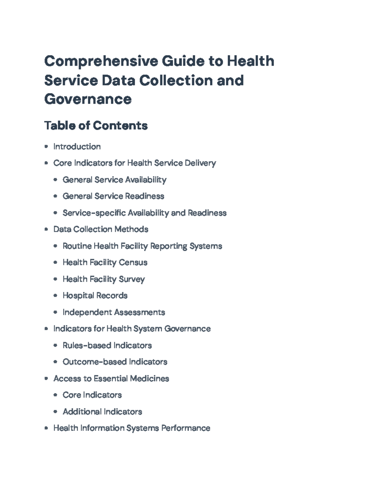 Comprehensive Guide to Health Service Data Collection and Governance ...