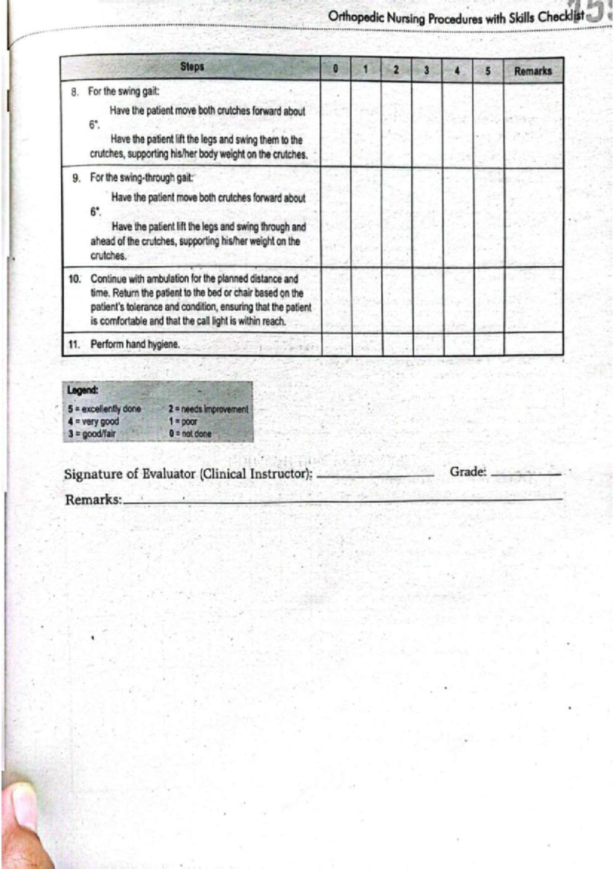Orthopedic Nursing Skills Checklist: Ambulation with Crutches & Walker ...