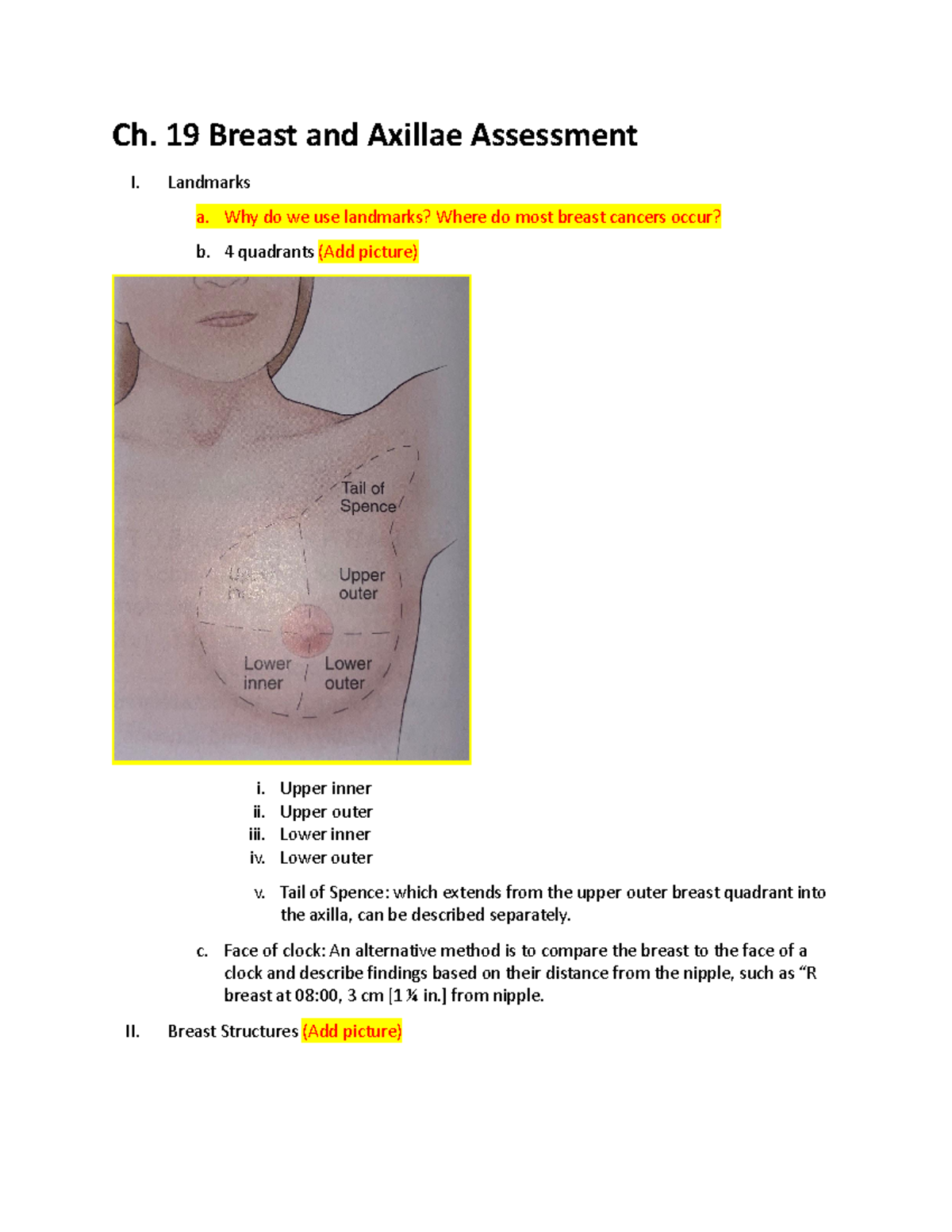 Chapter 19 Study Guide - n/a - Ch. 19 Breast and Axillae Assessment I ...