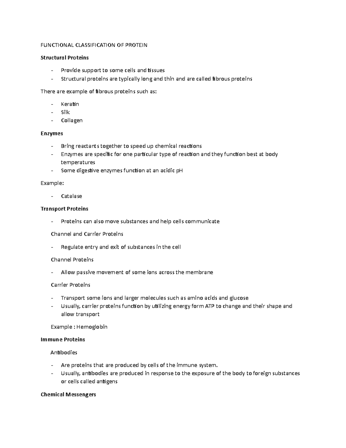 Functional Classification OF Protein of grade 11 students - FUNCTIONAL ...