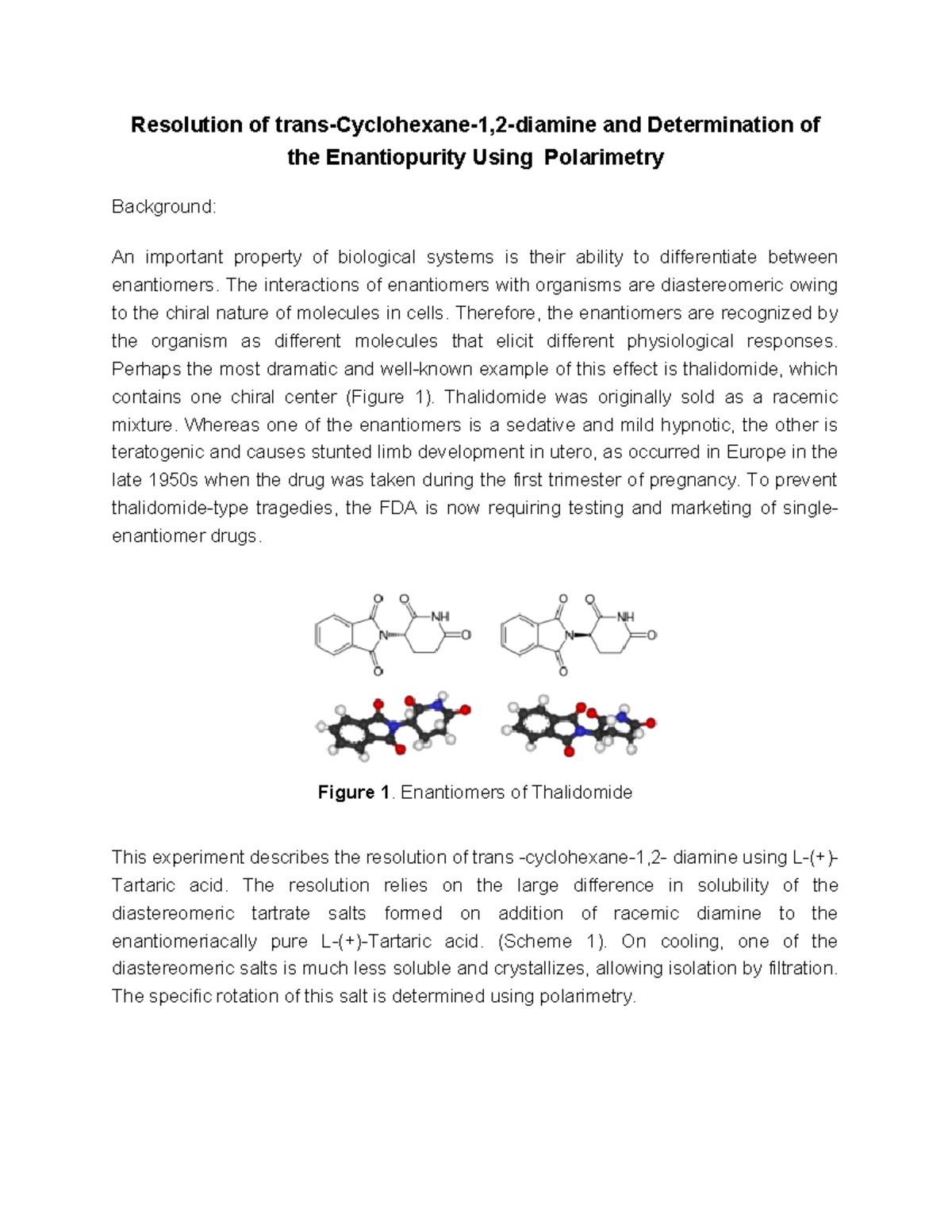 Resolving trans-Cyclohexane-1,2-Diamine & Enantiopurity Analysis - Studocu