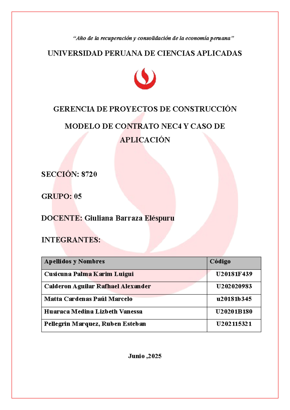 TF: Gerencia de Proyectos - Análisis de Contratos NEC4 y FIDIC - Studocu
